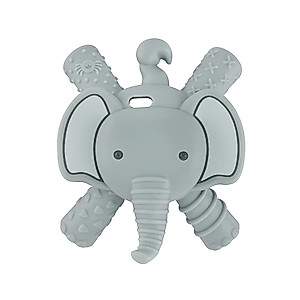 Itzy Ritzy - Ritzy Teether for Molars - Massages Sore Gums & Reaches Back Molars - Silicone Baby Teething Toy with Multiple Textures & Flexible Design - Teething Relief for 3 Months & Up (Elephant)