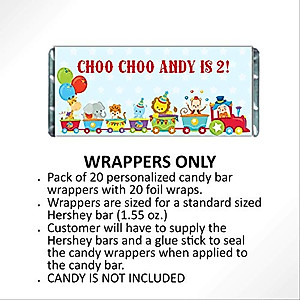 Personalized Candy Wrappers for Chocolate, Circus Birthday Party Favors, Pack of 20 Custom Hershey Bar Labels