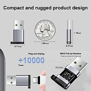 BaseNew USB to C Adapter 6 Pack,USB to USBC Adapter,USB A to C Adapter,USBC to USB Adapter,USB 3.0 to USB C Female,USB-C to USB Adapter for iPhone 15 14 13,MacBook,iPad,AirPods and More,Grey