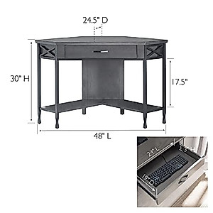 Leick Home Chisel & Forge Corner Computer Desk, Smoke Gray/Matte Black