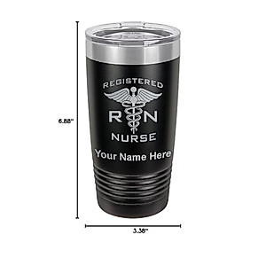 LaserGram 20oz Vacuum Insulated Tumbler Mug, RN Registered Nurse, Personalized Engraving Included (Black)