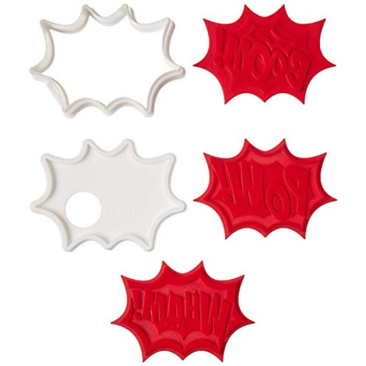Tovolo Burst Reversible Templates Set of 6 Stamps, Comic Book Cookie Cutter, Dishwasher-Safe, Red
