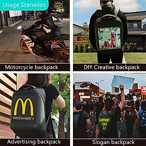 Welaso Smart Bluetooth LED Backpack with Colorful LED Sign Panel and Programmable, DIY Laptop Daypack Bag,Black (Medium 21L,with Rain Cover)