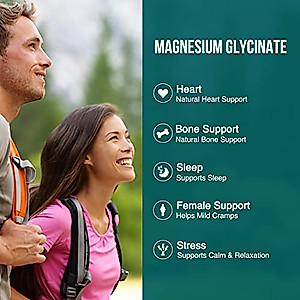 Magnesium Glycinate 425 mg with Calcium - Max Absorption Magnesium Tablets for Muscle, Nerve, Bone & Heart Health Support - Vegan, Non-GMO, Gluten Free Nature's Nutrition Supplement - 120 Tablets