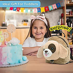 Baby Safety Backpack with Anti-Lost Leash,PHEENOWL Toddler Harness Mini Cute 3D Cartoon Animal Travel Bag with Safety Tether,Kids Backpacks with Safety Harness Reins for Child Boys Girls (Dog)