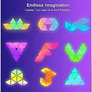 Triangle LED Light Panels, Triangle Lights with 6 Connection Ports, Real RGBIC Gaming Lights for Gaming Setup, Smart Wall Lights for Bedroom App Control Music Sync for Gaming Room Streaming, 6 Pack