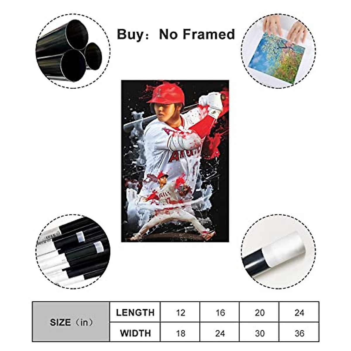 ChicReed Shohei Ohtani Poster Baseball Portrait Art Canvas Bedroom Wall Decor Print Picture Office Dorm Room Decor Gifts Unframe:16x24inch(40x60cm)