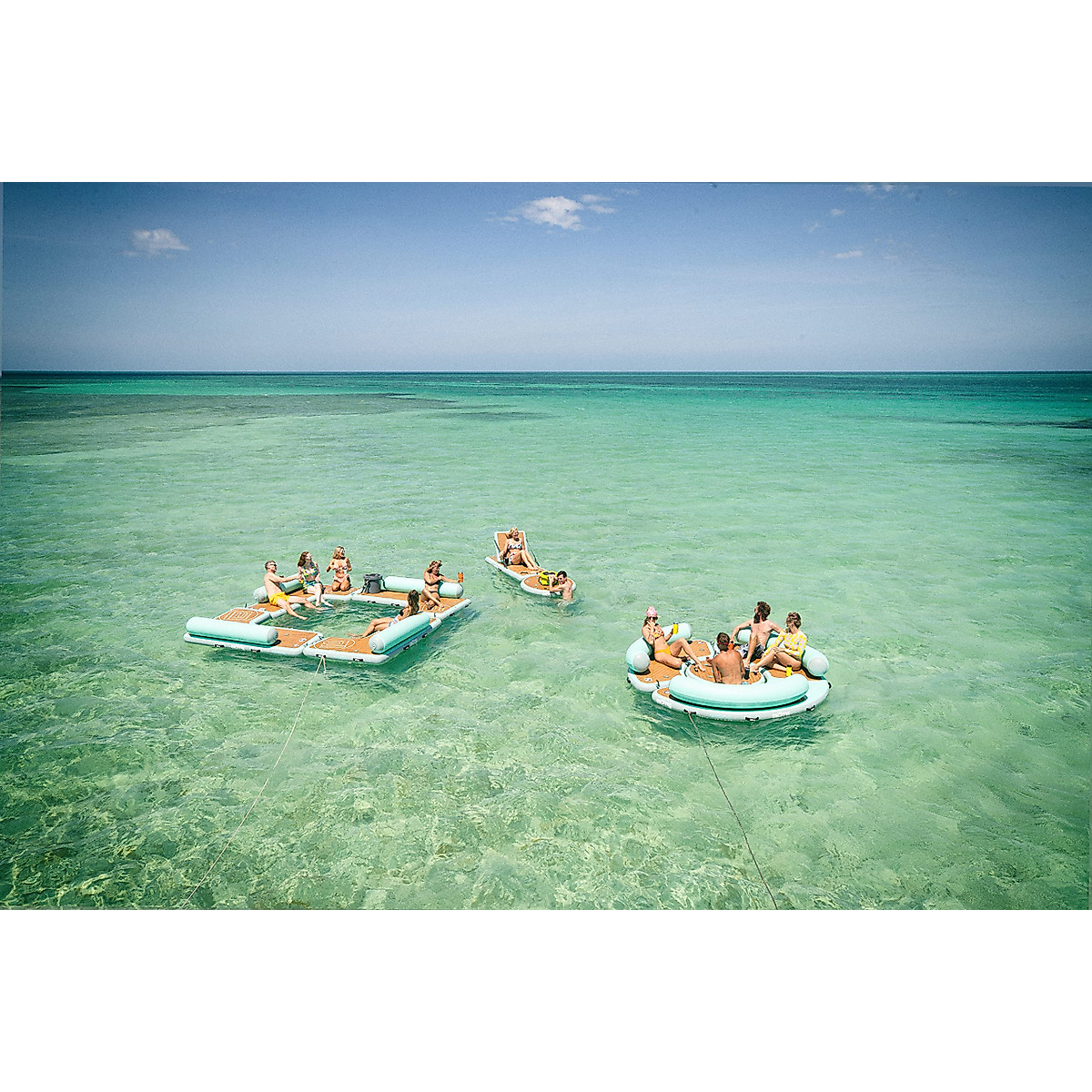 BOTE Inflatable Dock Hangout Suite 240 Degree Size Floating Group Party Raft Lake Beach Adults Kids Family Friendly MAGNEPod Compatible Packable Portable Towable