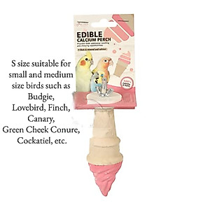 Bird Toy, Parrot Cage Chewing Toys, Parrot Perch Stand, Ice Cream Shape Totoro Squirrel Hamster Calcium Teeth Mouth Molar Grinding Stone Parrot Beak Stone Stand Platform (Small)