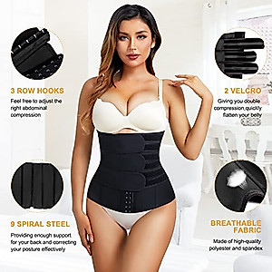 LMOYAKG Waist Trainer Corset for Women Trimmer Belt Workout Body Shaper Cincher Tummy Control Sport Girdle with Steel Bones (Small, Black)