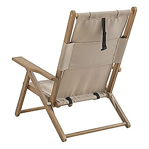 Lavish Home Set of 2 Beach Chairs - Outdoor Weather-Resistant Wood Folding Chairs with Carry Straps and Reclining Seat - Beach Essentials (Taupe)