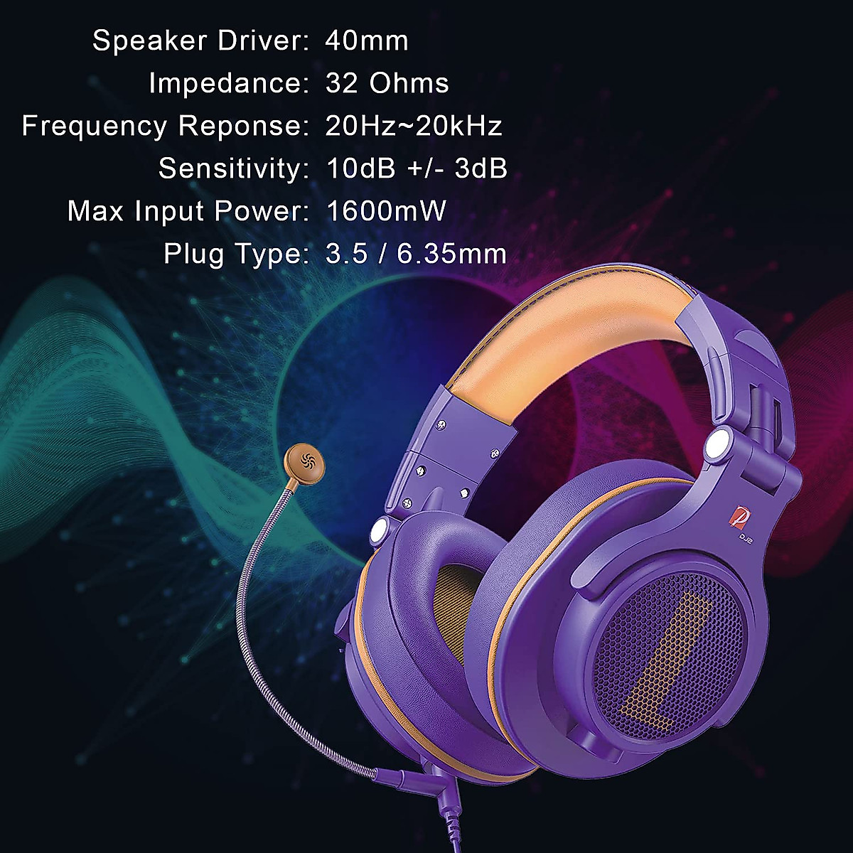 Prosonic DJ2XG Headsets with Boom Mic, Wired Over Ear Headphones for Business Meeting, Skype Zoom, PC Gaming,PS4, Xbox One, Discord, Podcast, Headset with SharePort & Volume Control (Blue)