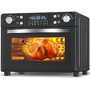 LifePlus Toaster Oven, 12-In-1 Convection Oven Countertop with Stainless Steel, 1700W Air Fryer Combo for Pizza Bread Grill, etc. 8 Gallon Capacity, Includes 6 Accessories