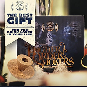 Higher Order Cocktail Smoker Kit -USA Handcrafted |Smoker, Turbo Torch, Woodchip Blend| Old Fashioned Chimney Drink Smoker for Cocktails, Whiskey Smoker Kit Bourbon Smoker Kit Smoke Infuser (Cherry)