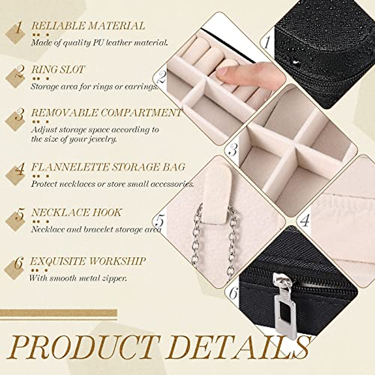 Yinkin 12 Pcs Mini Travel Jewelry Case Bridesmaid Proposal Gift Boxes Small Jewelry Organizer PU Leather Earring Organizer Box Bulk Travel Accessories Portable Travel Jewelry Holder (Black)