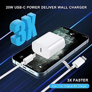 CREHAO iPhone Fast Charger, [MFi Certified] 20W PD USB C Wall Charger Block Plug with 10FT Extra Long Type C to Lightning Fast Charging Data Sync Cable Compatible for iPhone 14 13 12 11 XS XR X 8 iPad