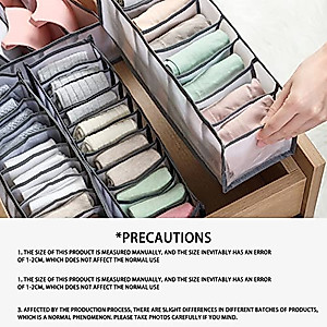 Underwear Storage Boxes Compartment - Mesh Underwear Socks Storage Box,Foldable Closet Clothes Dividers, for Bras Socks Underpants Panties and Ties Organization (7, Gray)