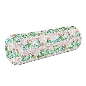 Vnurnrn Succulents Cactus Peach Neck Support Pillow Round Neck Roll Bolster Cylinder Pillow Cervical Pillows Round Neck Pillow for Leg Knee Back Head Support for Bedroom Camp Work Women Men