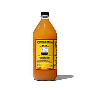 Bragg Organic Apple Cider Vinegar With the Mother– USDA Certified Organic – Raw, Unfiltered All Natural Ingredients, 32 Fl Oz W/Measuring Spoon, 2 Pack