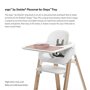 ezpz by Stokke Placemat for Steps Tray, Pink - Perfectly Fits Stokke Steps High Chair Tray - Helps Prevent Messy Mealtimes - Durable, Convenient, Dishwasher & Microwave Safe - 100% Silicone