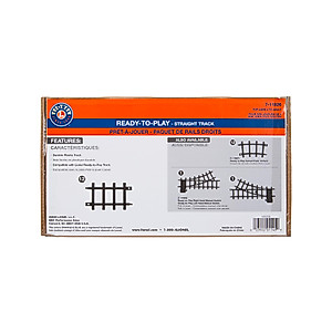 Lionel Ready-to-Play Straight Track Pack, 6-1/4”, 12 pieces, Black