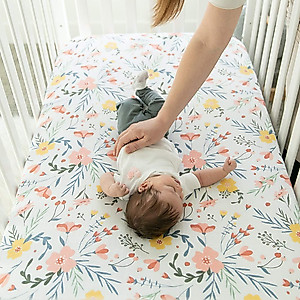 Graced Soft Luxuries 100% Cotton Fitted Crib Sheet for Standard Crib and Toddler Mattresses, for Baby Boys and Girls (Floral Burst)