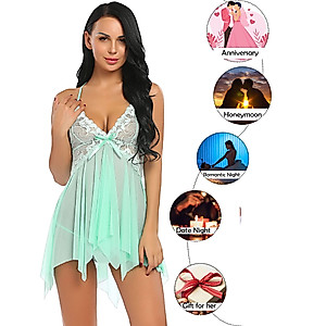 Avidlove Lingerie for Women Bridal Sleepwear Sexy Lengire Sheer Nightie Appple Green M
