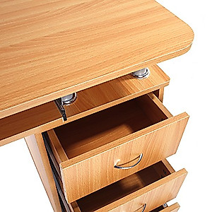 XYZTech 45 Inch Home & Office Computer Desk with 3 Drawers Writing Study Computer Table Workstation with Detachable Sliding Slide-Out Keyboard Tray Shelf (Wood Color)