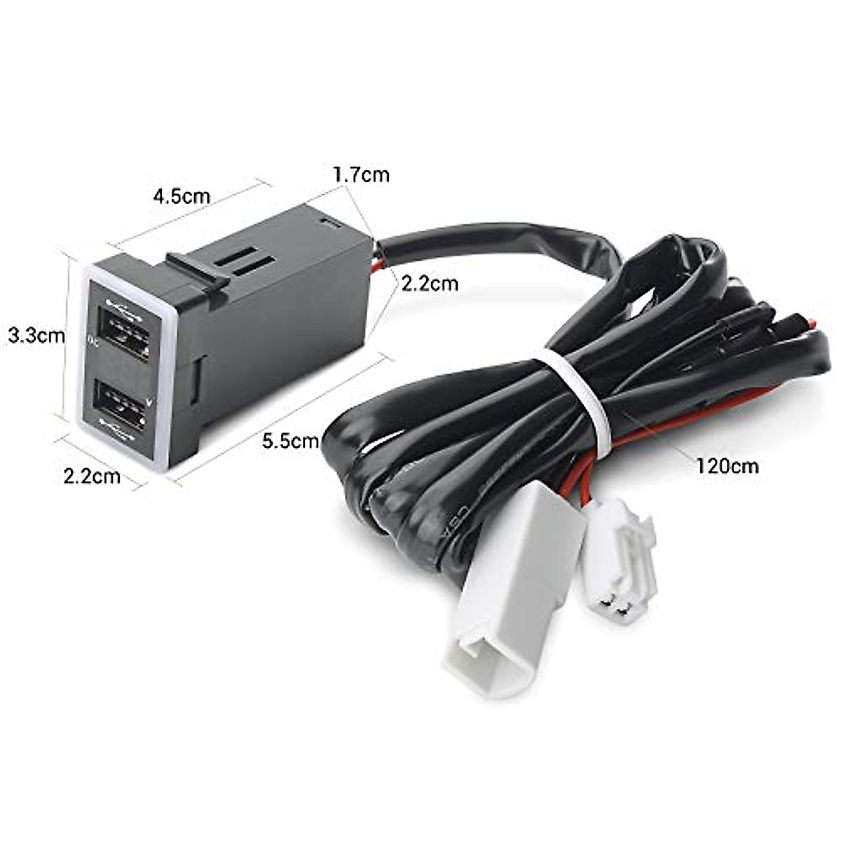 MICTUNING Upgraded Dual USB Port 6.4A QC3.0 Quick Charger with Blue LED Digital Voltmeter Replacement for Toyota, Compatible with Cellphone iPad PDA Laptop GPS (Surface Size 1.3 x 0.9 inches)