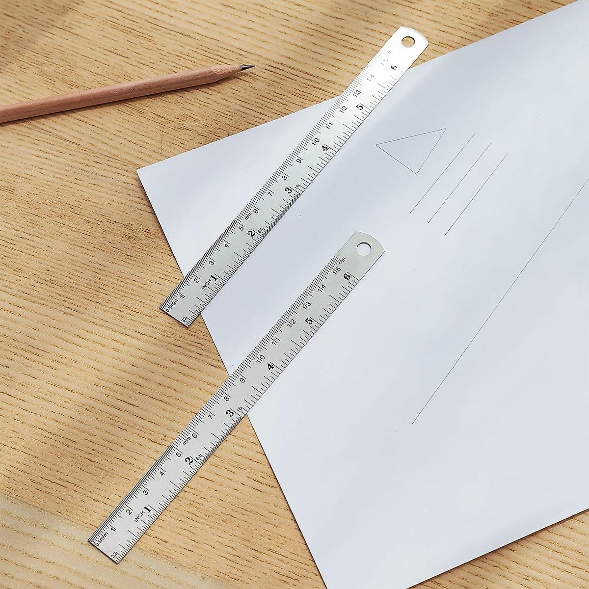 Amazon Basics 6-Inch Stainless Steel Ruler, 4-Pack