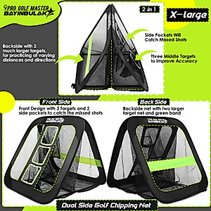 BAYINBULAK 2 in 1 Golf Chipping Practice Net Backyard Driving 2.5'×2.5' Golf Accessories for Men Women Souvenirs, 1 Pack