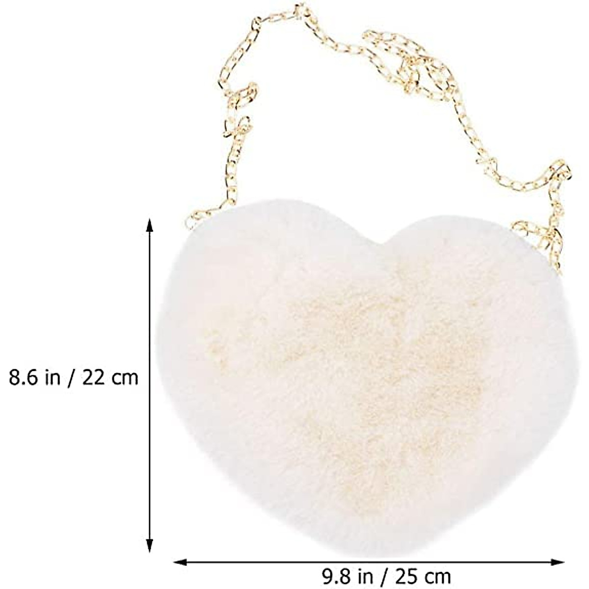 Women Cute Plush Crossbody Bag Cute Heart Shaped Cellphone Fluffy Shoulder Bag for girls (white)