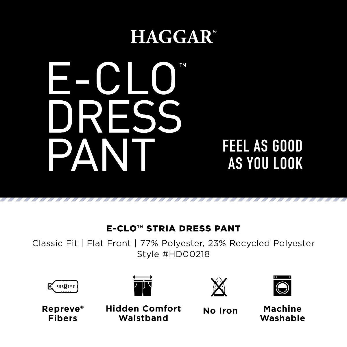 Haggar mens Eclo Stria Expandable-waist Plain-front dress pants, Brown, 38W x 32L US