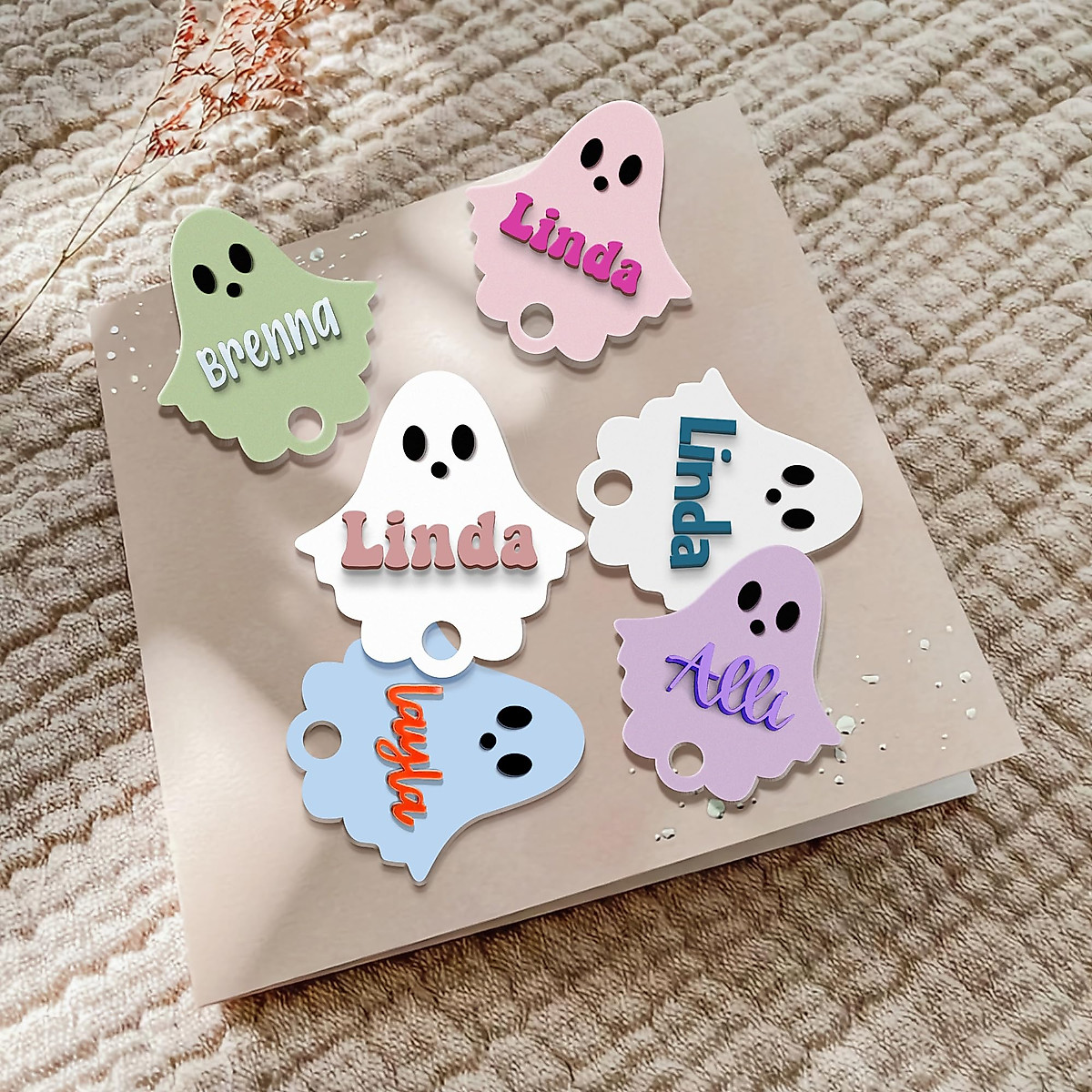 40/30 oz Personalized Ghost Tumbler Topper, Tumbler Cup Accessory, Boo Tumbler Name Tag, Halloween Tumbler, Name Plate