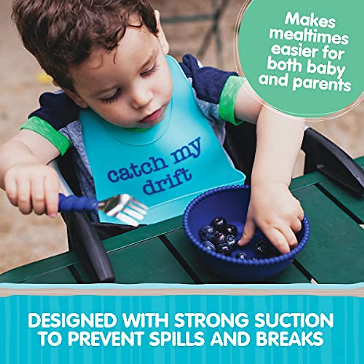 Chewbeads Silicone Suction Bowls - Set of 2 - Stay Put Toddler & Baby Suction Bowls - Dishwasher, Microwave & Freezer Safe Toddler Bowls - 100% Silicone, BPA Free & Phthalate Free