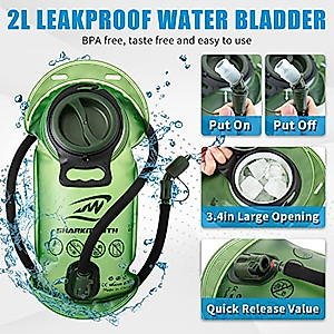 SHARKMOUTH Tactical Hydration Backpack, with 2L Water Bladder, Military Pack Fit for Hiking Cycling Running Camping