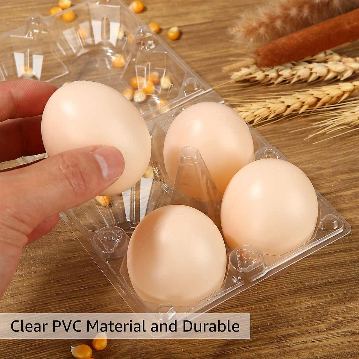 DAJAVE 100 Pack Plastic Egg Cartons, Clear Plastic Egg Cartons Bulk Holds up to 4 Eggs, Plastic Egg Holder for Family, Pasture, Farm Markets Display
