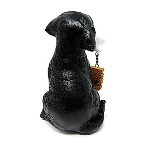 Nature's Mark Black Labrador Retriever Dog Puppy Statue with Welcome Sign Resin Garden Statue Decor 6.7" H