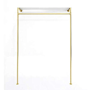 Ethemiable Simple Metal Wood Clothing Store Display Stands, Entrance Porch Organization Hanging Garment Rack,Wall Mounted Storage Clothes Shoe Bag Pipe Shelf, Home Bookcase Towel Rack (Gold, 59" L)