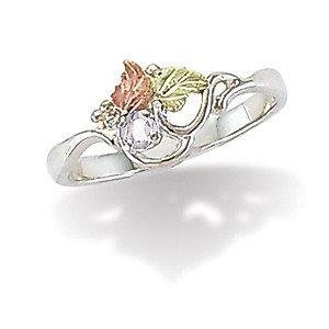 Sterling Silver Black Hills April Birthstone Ring with 3 MM Round Synthetic White Spinel - Ring Size 10