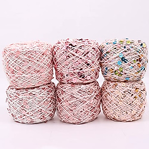 Hoxekle 50g/Ball 140M Cotton Yarn 6mm/3mm Sequin Yarn DIY Garment Accessories Rag Knitting Yarn for DIY Making (Color : 1 - Colorful Sequins)