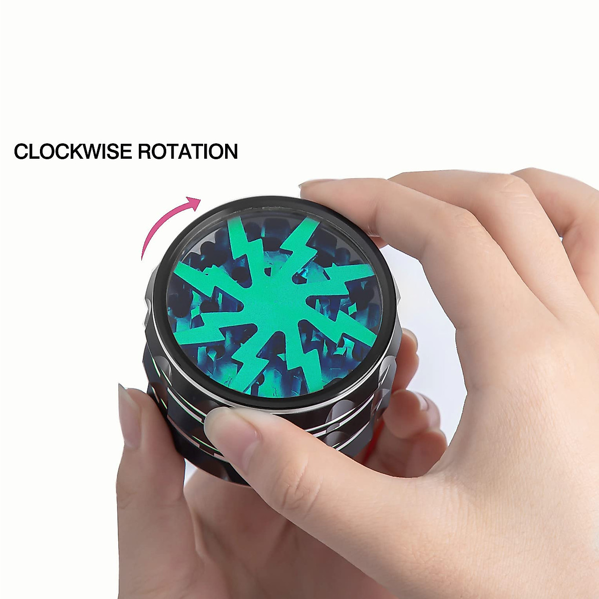 VRUPINZE 2.5 inch Large Grinder, Portable Aluminium Grinder with Clear Top, Black-Green