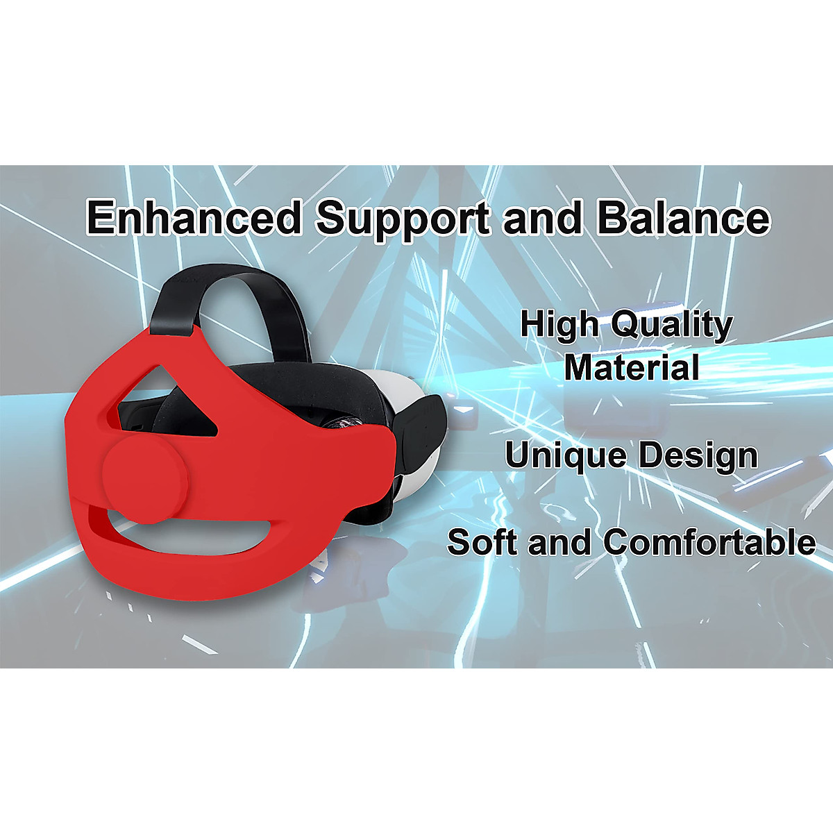 TNE Headband for Oculus Quest 2/Meta Quest 3 Headset Virtual Reality VR | Replacement Accessories for Quest 2/3 Elite Head Strap Reduce Head Pressure, Enhanced Support, Large Cushion (Red)