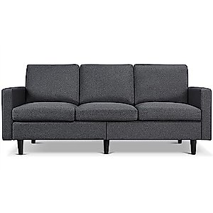 Yaheetech Contemporary Sofa 78.5’’ W 3-Seater Sofa Couch with Tufted Back Cushion Linen Fabric Upholstered Loveseat for Living Room Bedroom Gray