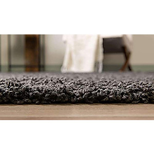 Unique Loom Solid Shag Collection Area Rug (10' x 13' 11" Rectangle, Graphite Gray)