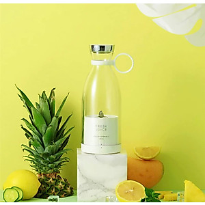 Portable Electric Juicer Bottle | Mini Blender for Fresh Juice, Smoothies | Wireless Rechargeable Personal Travel Blender Milkshakes Juicer On the Go (White)