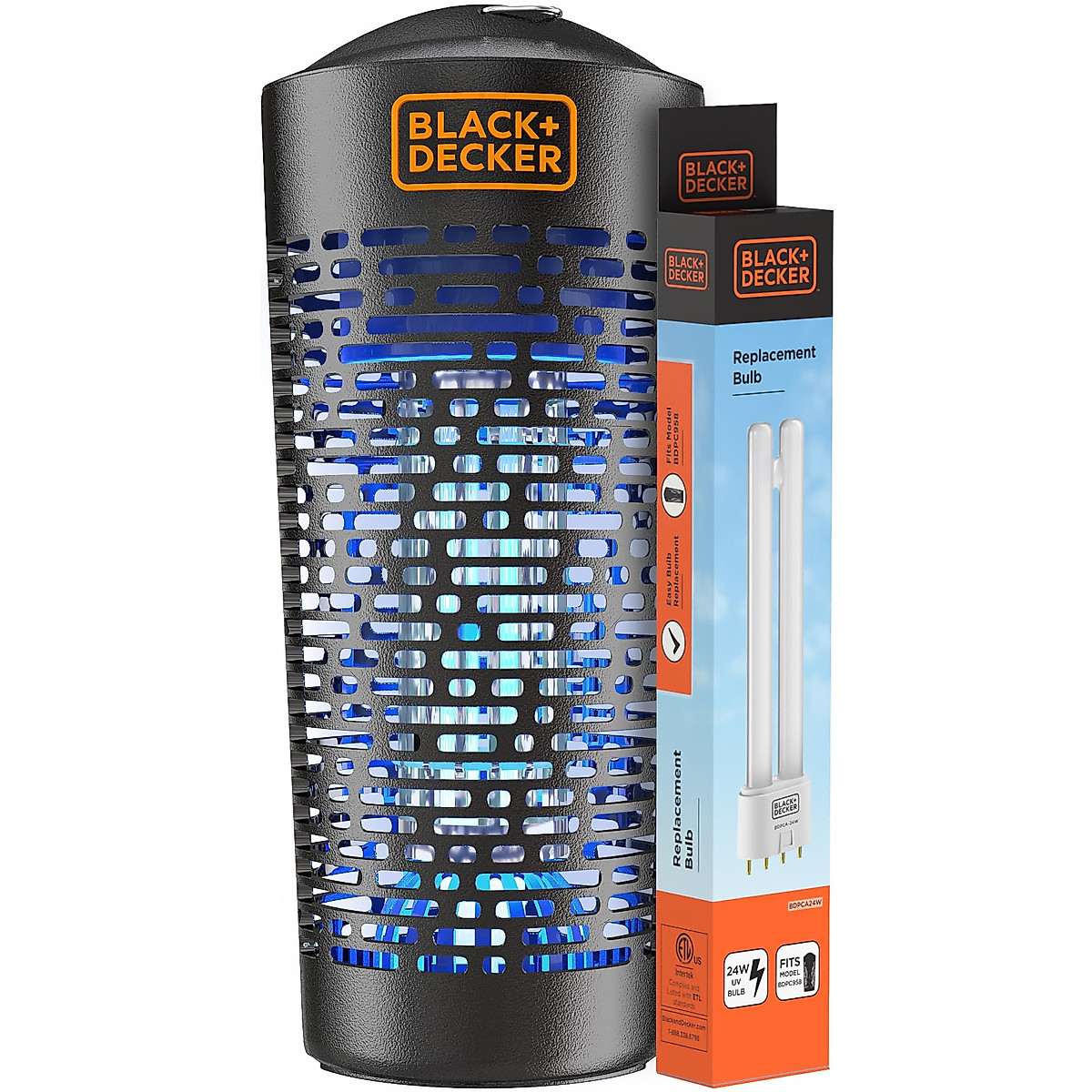 BLACK+DECKER Bug Zapper- Mosquito Repellent & Fly Traps for Indoors- Mosquito Zapper & Killer- Gnat Trap Bug Catcher for Insects Outdoor, Half Acre Coverage & Free Bulb Included