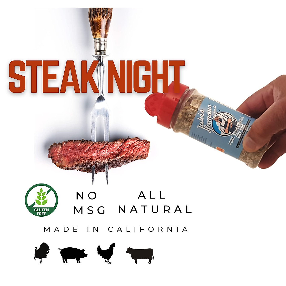 Jake‘s Famous Pure Santa Maria Dry Rub Seasoning for Tri Tip Beef Steak Burgers Pork Chicken 5.0 Oz