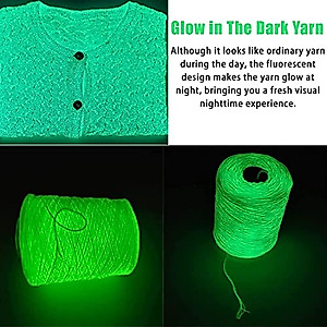 5Pcs Glow in The Dark Yarn Upgrade Yarn DIY Arts Crafts Sewing Supplies,Polyester Threads for Beginners Party Music Festivals Supplies-2023 New(Sky Blue)