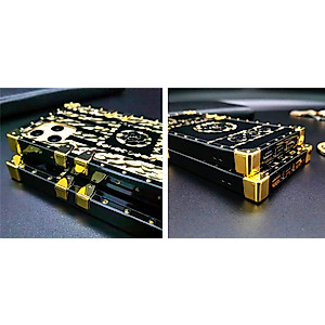 XiaYong for Samsung Galaxy A14 5G Case Fashion Square Box Women Design Gold Bling Glitter Rose Flower Soft Trunk Cover with Ring Kickstand Phone Skin,Gold